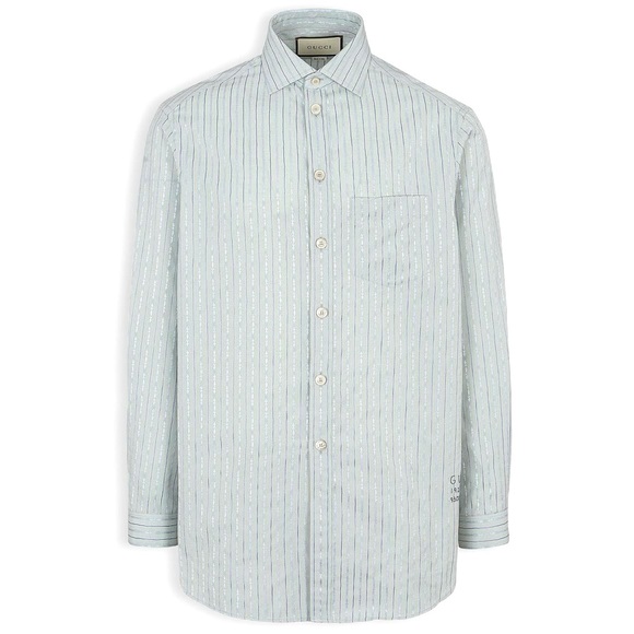Gucci | Shirts | Gucci Nwt Logo Embroidered Azure Blue Shirt | Poshmark